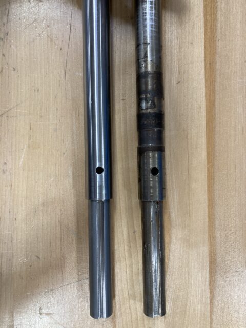 Worn Shaft Before and After - Kohlert Manufacturing